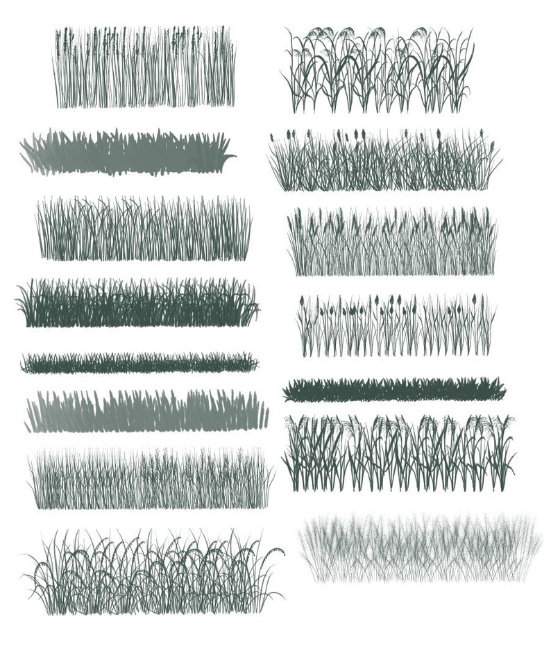50 Grass Brushes for Clip Studio Paint, CSP Brushes, Digital Paint ...
