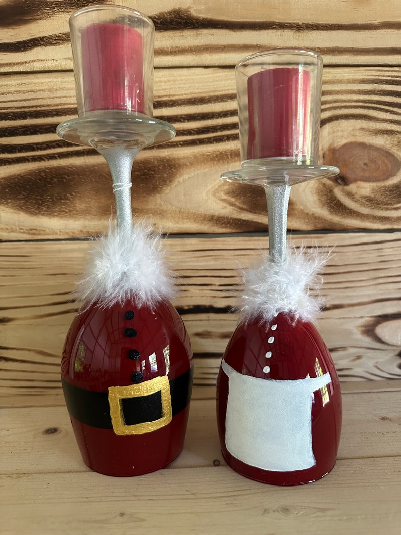 Santa and Mrs Claus Candle Holder or Centerpiece Set - Etsy