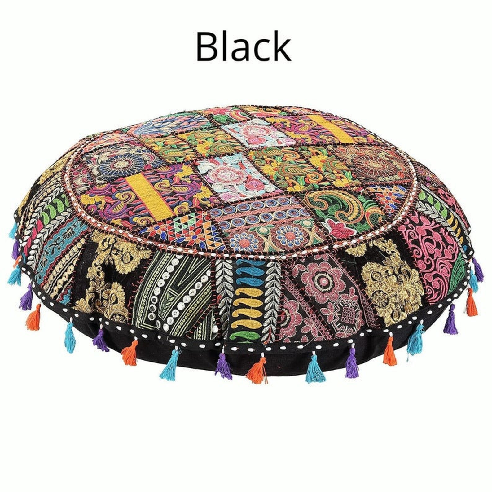 Round Cushions Boho Pillows Cover Patchwork Cushion Floor Cushions ...