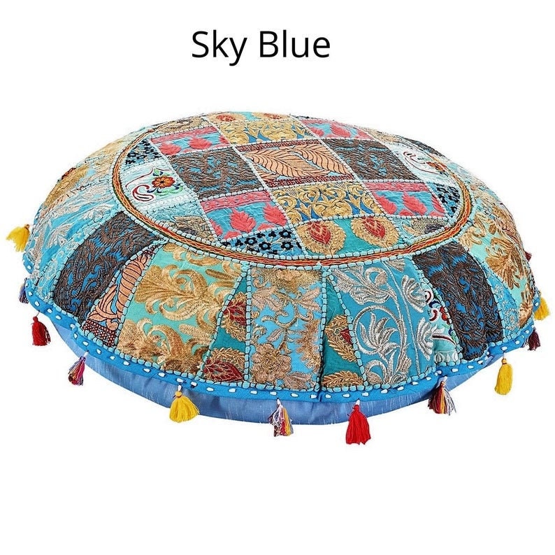 Round Cushions Boho Pillows Cover Patchwork Cushion Floor Cushions ...