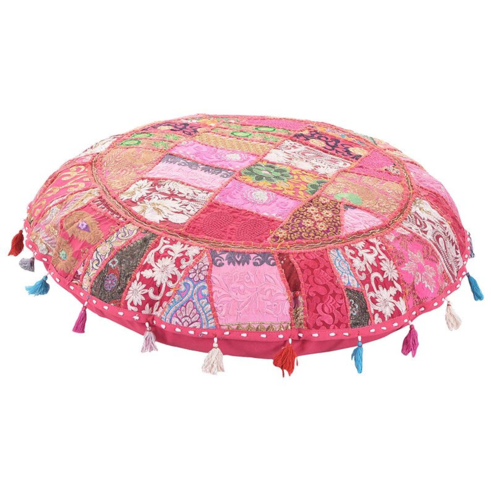 Round Cushions Boho Pillows Cover Patchwork Cushion Floor Cushions ...