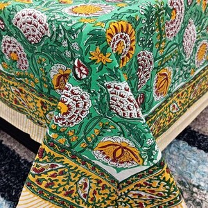 Indian Block Print Tablecloth, Floral Print Cotton Table Cover, Dining ...