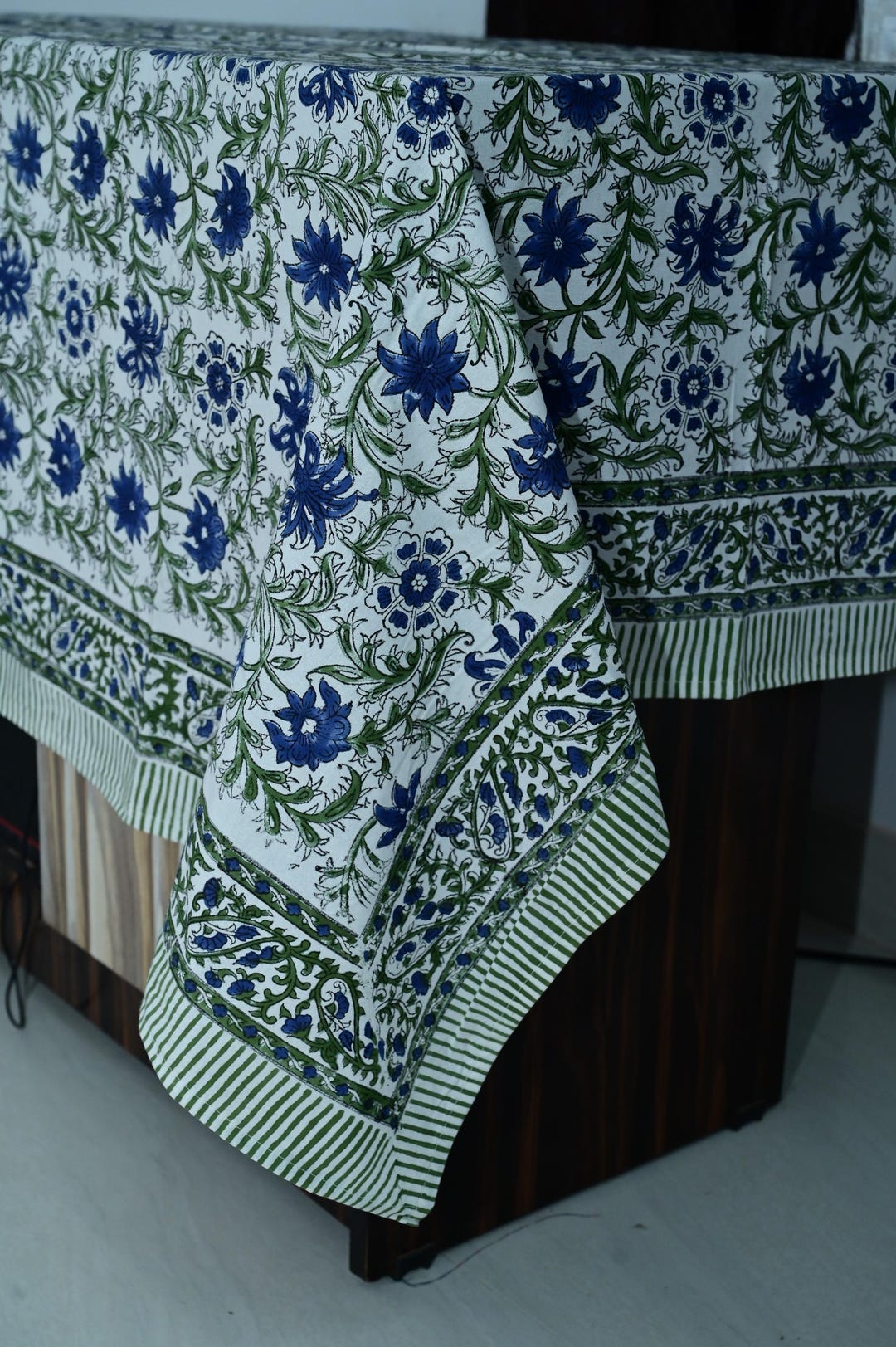 Indian Block Print Tablecloth, Floral Print Cotton Table Cover, Dining ...
