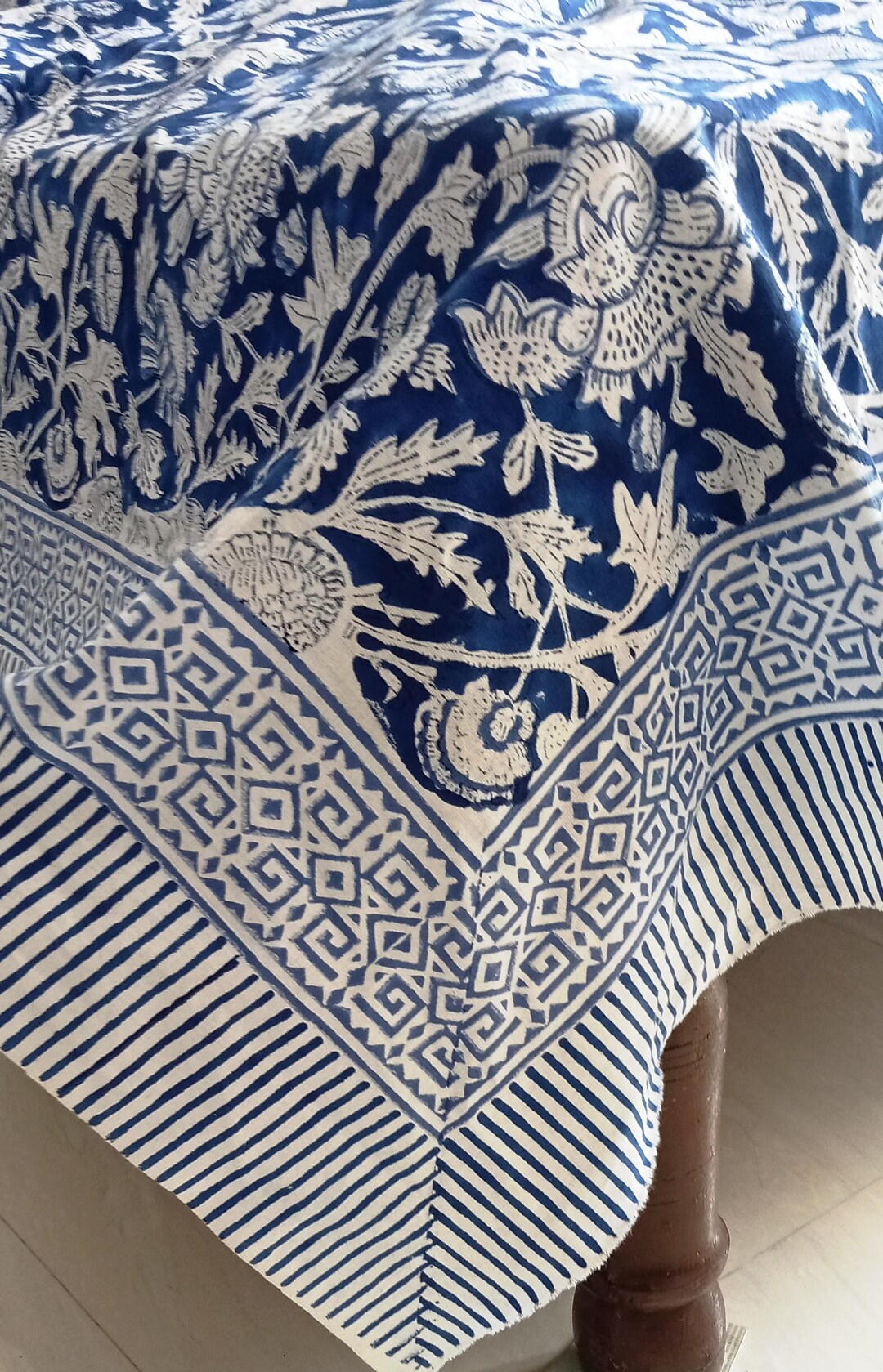 Indian Block Print Tablecloth, Floral Print Cotton Table Cover, Dining ...