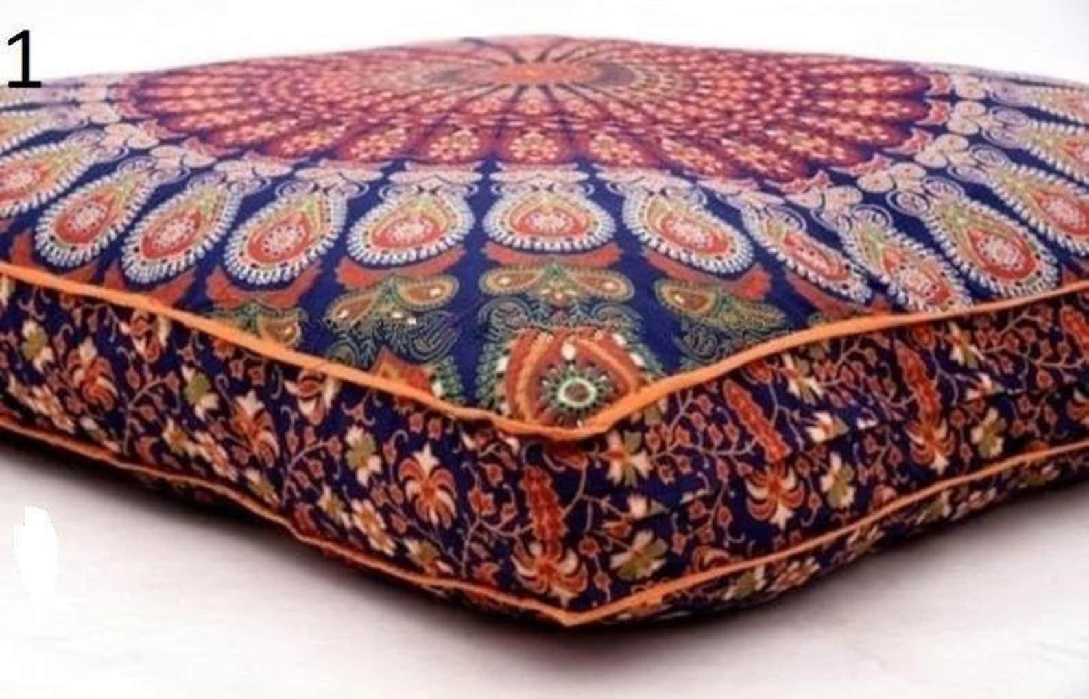 Meditation Cushion, Large Cushion Bohemian Cushion Round Pouf Mandala ...