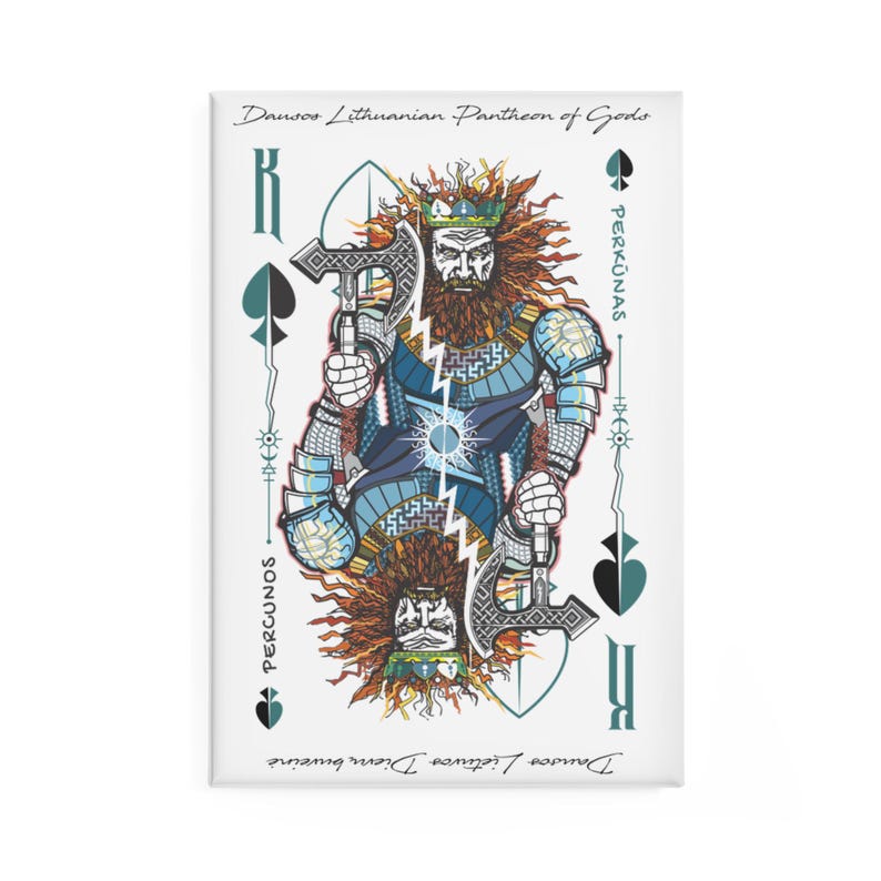 Perkunas Button Fridge Magnet Rectangle Dausos Custom Playing Card ...