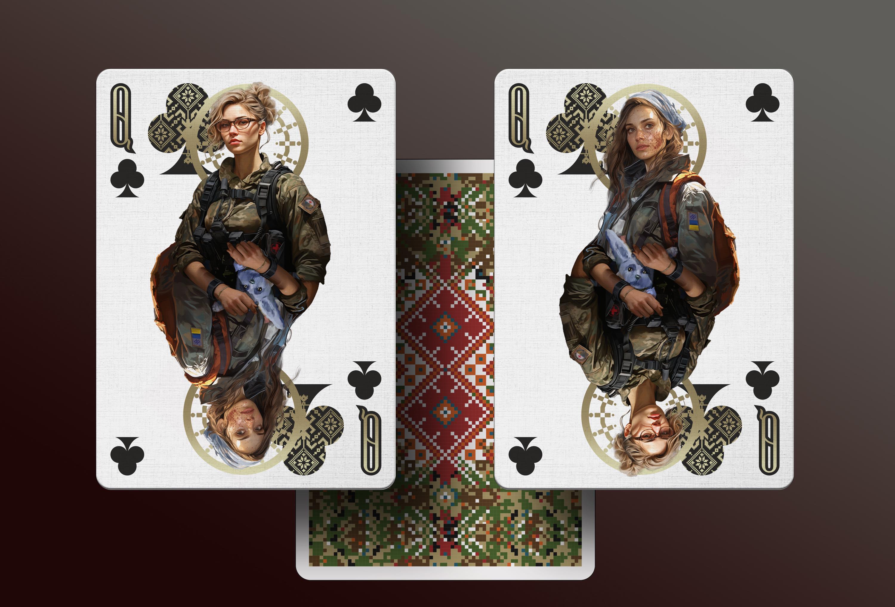 UNBREAKABLE UKRAÏNA Khaki Deck Custom Playing Illustrated Cards Trizub ...