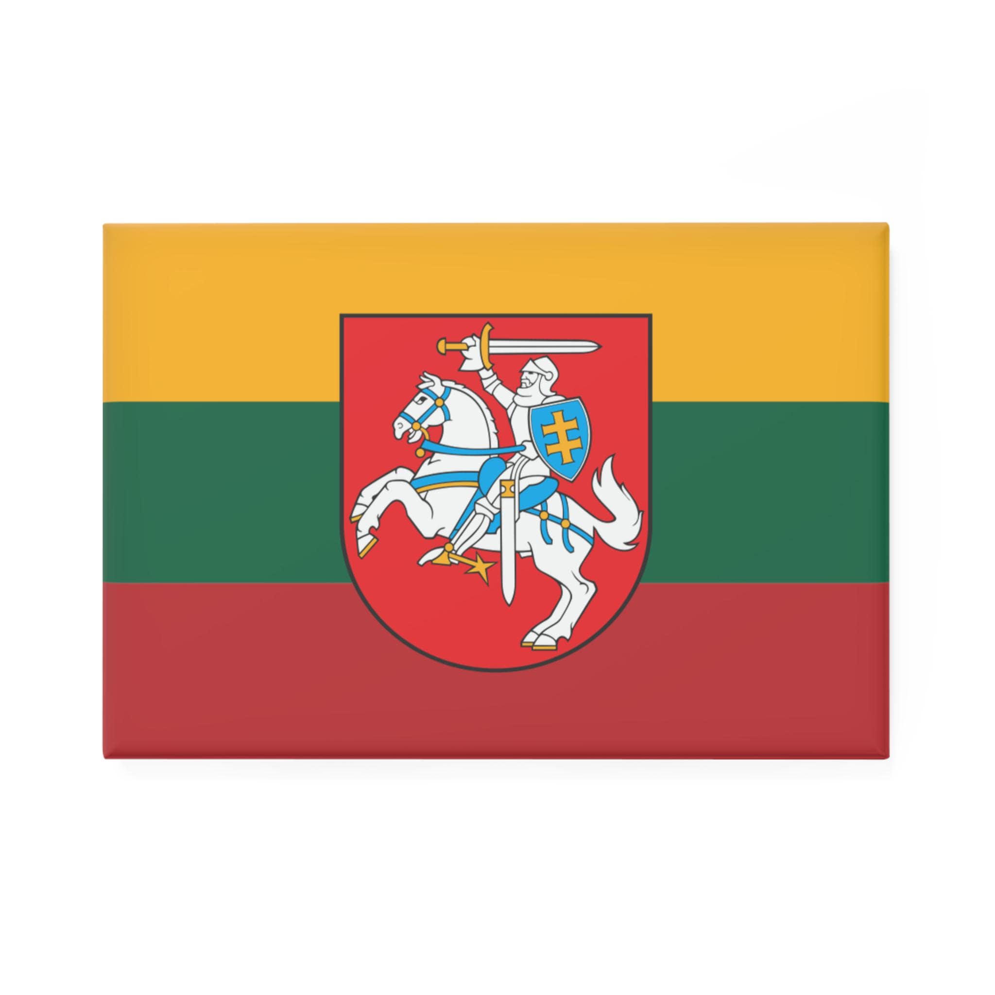 Lithuanian Flag Fridge Magnet Traditional and Vytis Coat of Arms Design ...