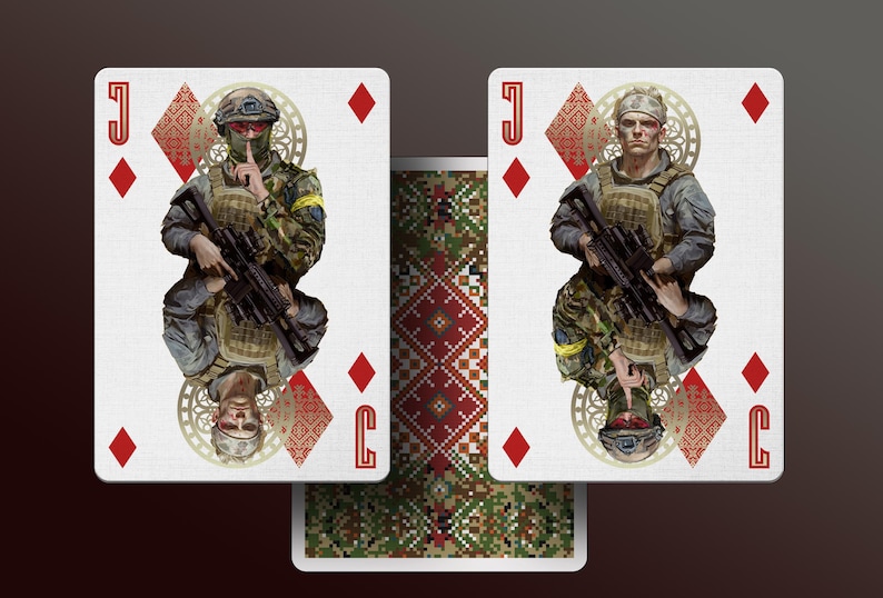 UNBREAKABLE UKRAÏNA Khaki Deck Custom Playing Illustrated Cards Trizub ...