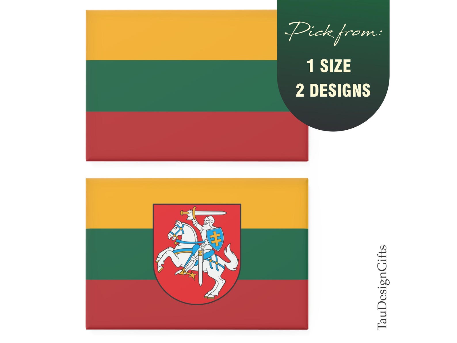 Lithuanian Flag Fridge Magnet Traditional and Vytis Coat of Arms Design ...