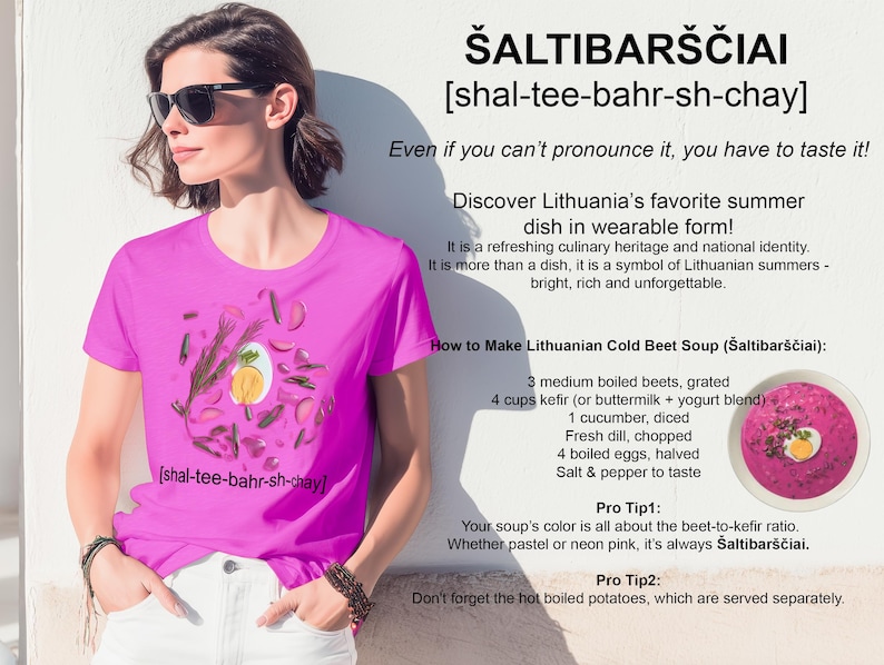 Funny Lithuanian Food T-shirt [shal-tee-bahr-sh-chay] Šaltibarščiai ...