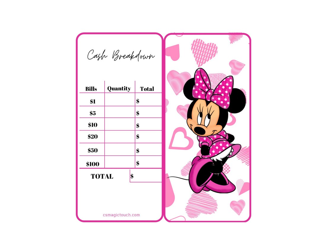 Cute Mouse Laminated Cash Breakdown Envelope| Cash Withdrawal Envelope ...
