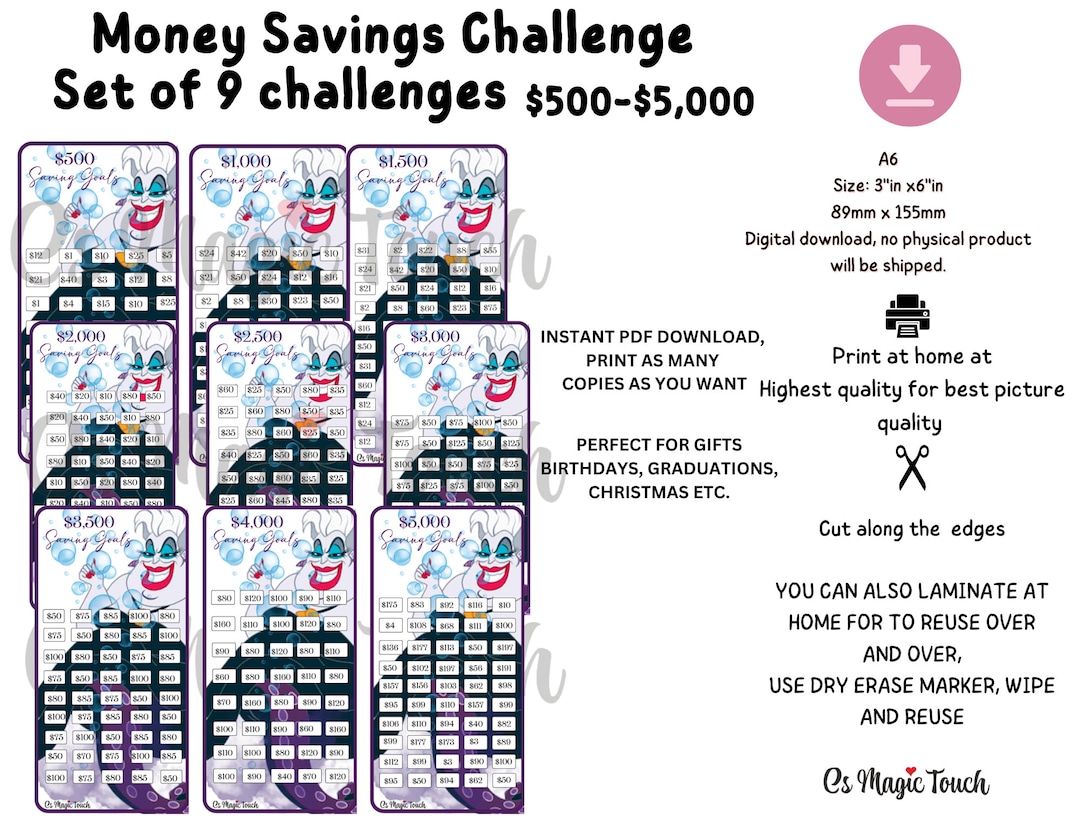 Money Savings Challenge Sea Witch Printable Challenges|digital Download ...