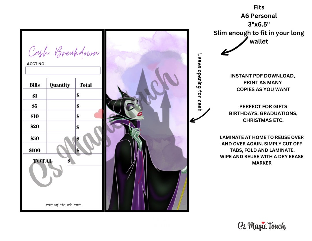 Villain Cash Breakdown Teller Slips: Maleficent, Ursula + More (digital ...