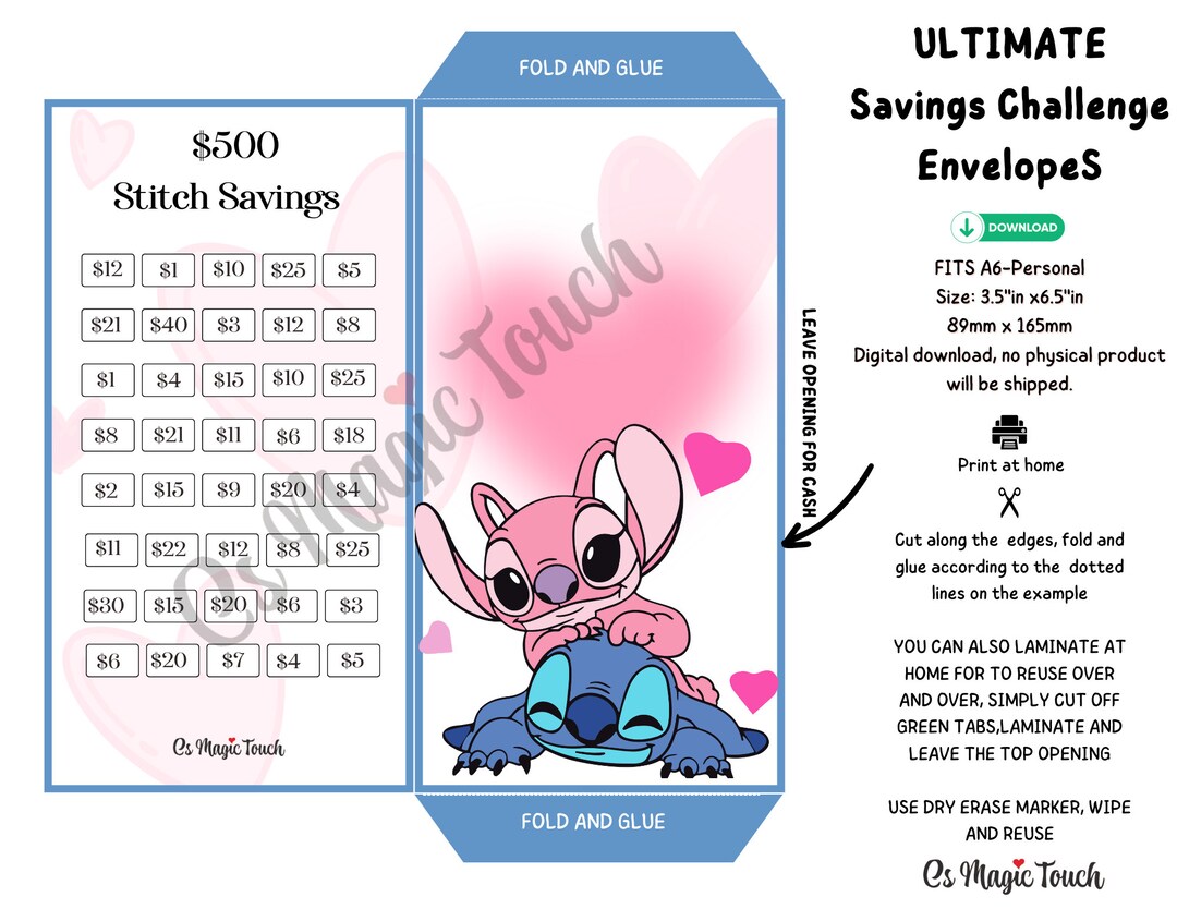 Ultimate Stitch Printable S Savings Envelope Challenges|digital ...