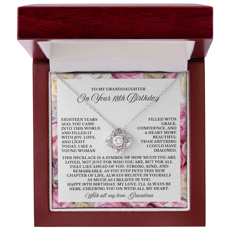 18th Birthday Gift for Granddaughter, Necklace Gift From Grandma, 18 ...
