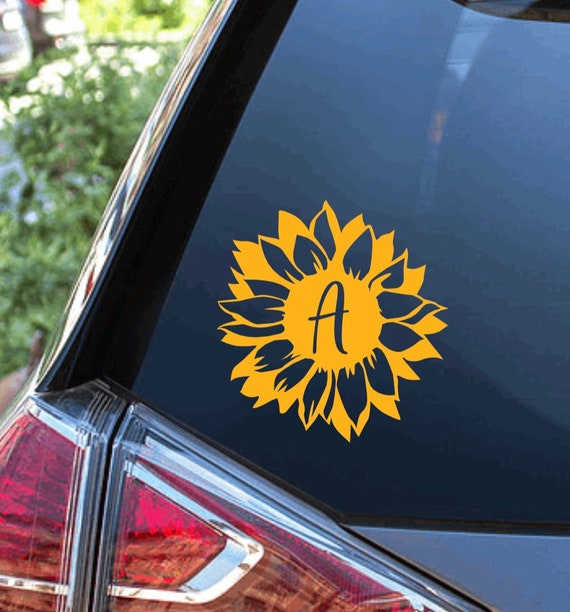 Sunflower Monogram Decal | Etsy