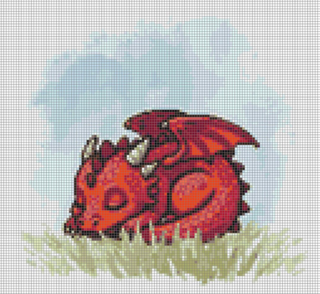 Sleeping Red Dragon Cross Stitch Pattern Printable PDF - Etsy