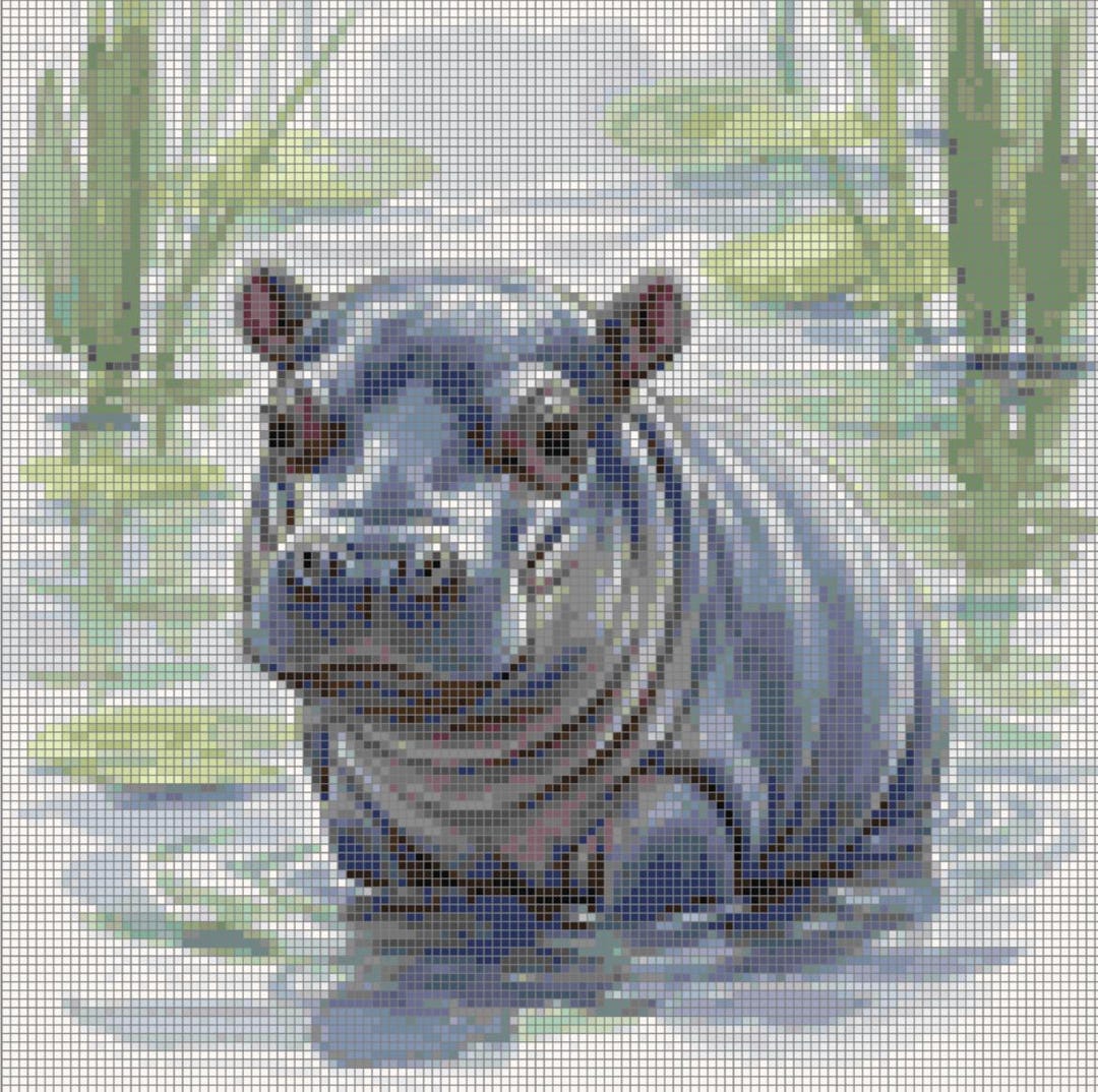 Baby Hippo Cross Stitch Pattern Printable PDF - Etsy