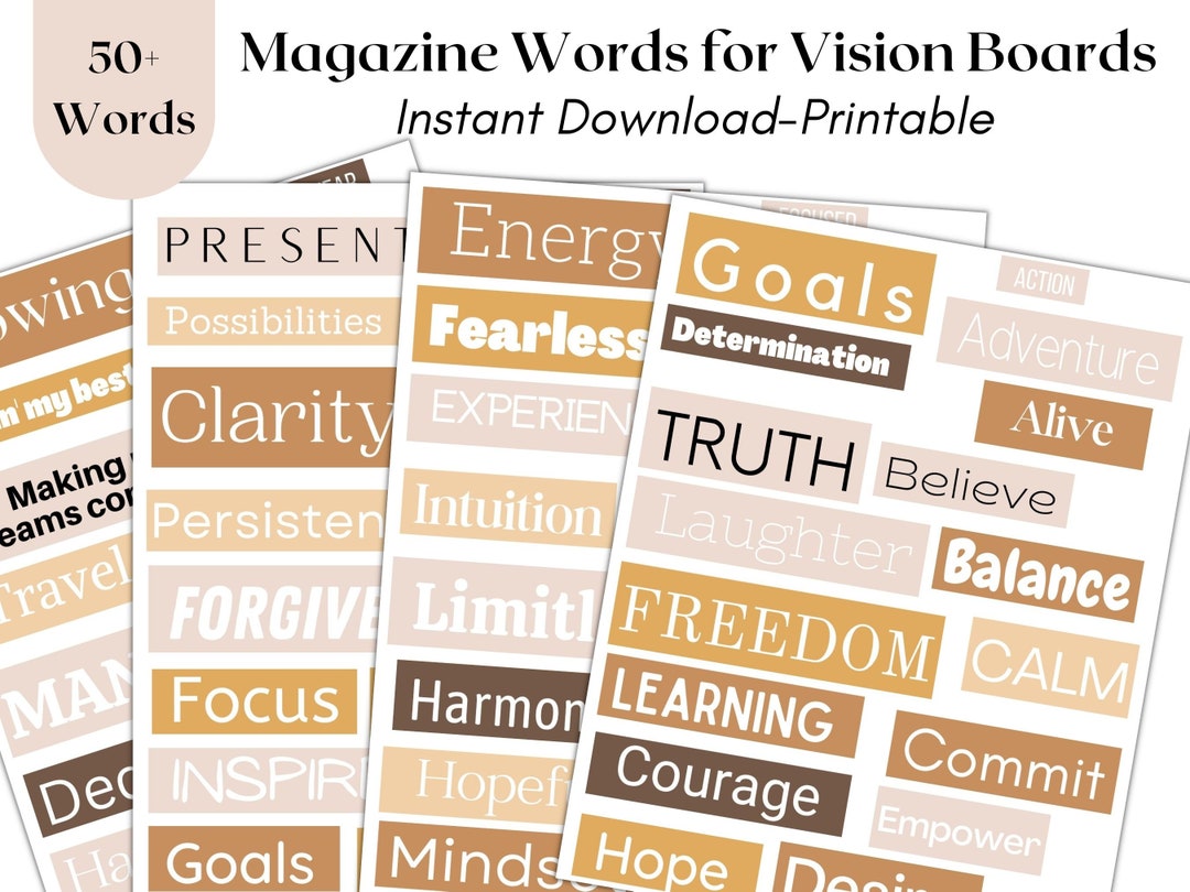Buy Vision Board Kit, Vision Board Printables, Printable Magazine Words ...