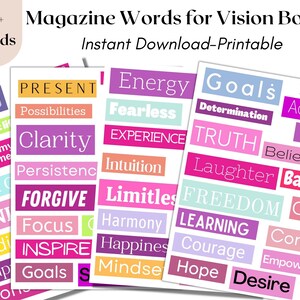 Vision Board Kit, Vision Board Printables, Printable Magazine Words ...