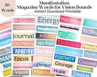 Vision Board Kit, Vision Board Printables, Printable Magazine Words ...