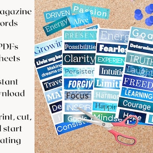 Vision Board Kit, Vision Board Printables, Printable Magazine Words ...