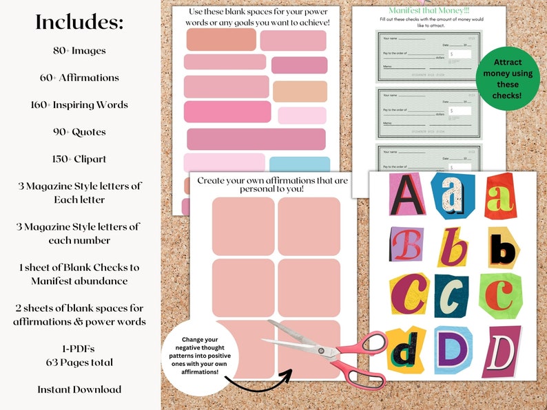 Vision Board Kit, Vision Board Printables, Printable Magazine Words ...