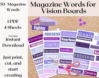 Vision Board Kit, Vision Board Printables, Printable Magazine Words ...