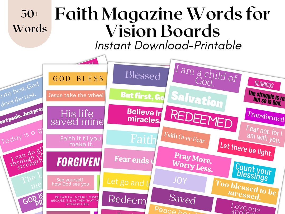 Vision Board Kit, Vision Board Printables, Printable Magazine Words ...