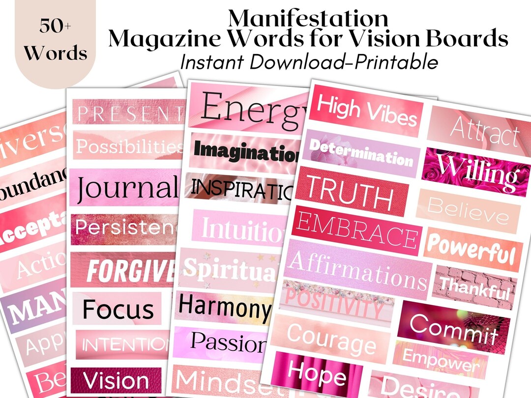 Vision Board Kit, Vision Board Printables, Printable Magazine Words ...