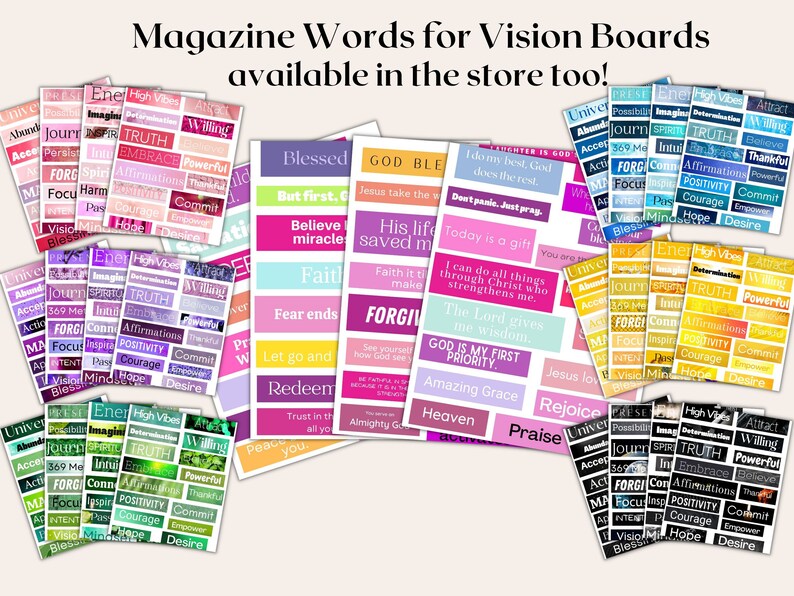 Faith Over Fear Vision Board Kit, Vision Board Printables, Printable ...