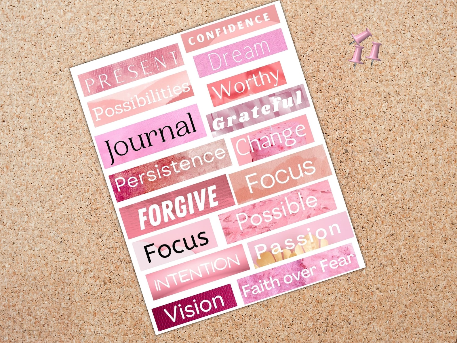 Vision Board Kit, Vision Board Printables, Printable Magazine Words, Vision Board Template ...