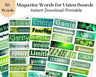 Vision Board Kit, Vision Board Printables, Printable Magazine Words ...