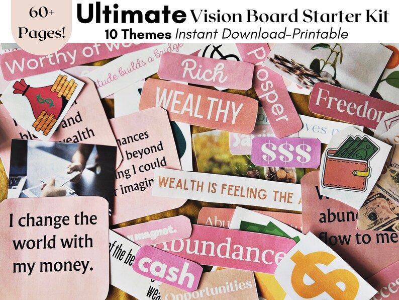 Vision Board Kit, Vision Board Printables, Printable Magazine Words ...