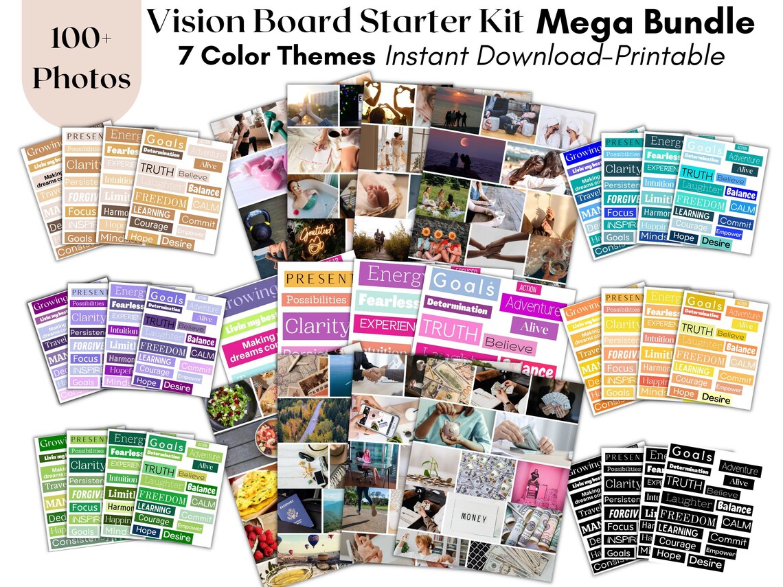 Vision Board Kit, Vision Board Printables, Printable Magazine Words ...
