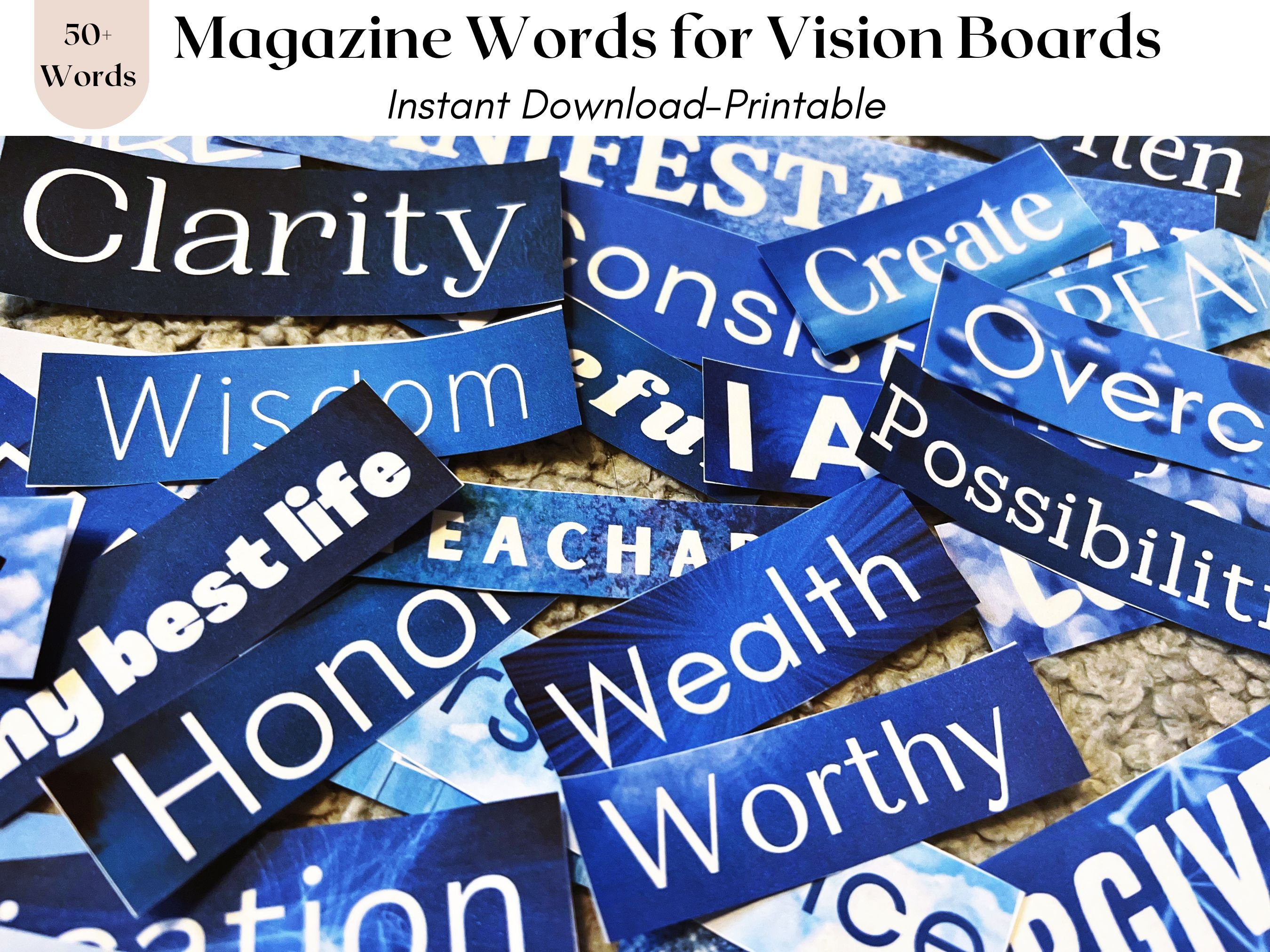 Vision Board Kit, Vision Board Printables, Printable Magazine Words ...