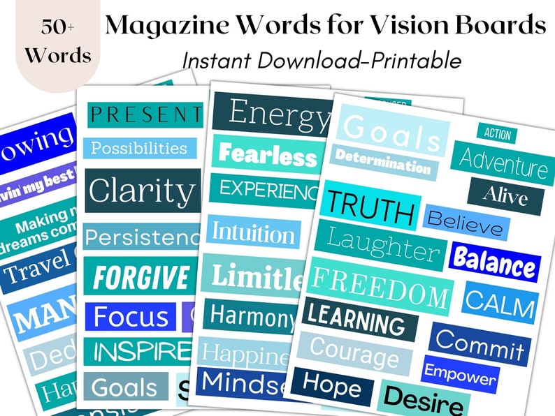 Vision Board Kit, Vision Board Printables, Printable Magazine Words ...
