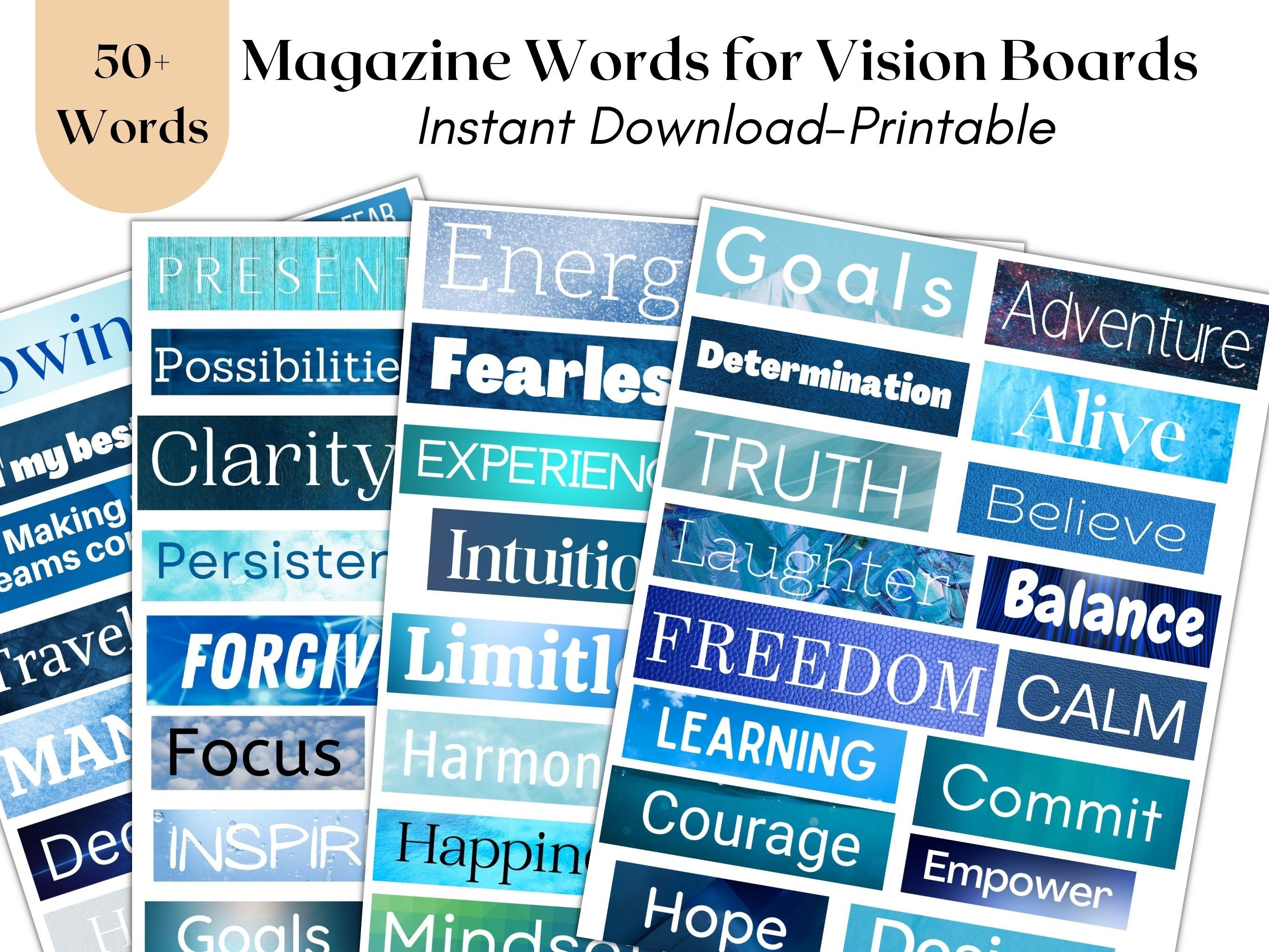 Vision Board Kit, Vision Board Printables, Printable Magazine Words ...