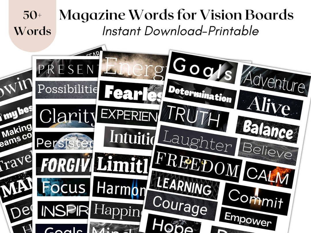 Vision Board Kit, Vision Board Printables, Printable Magazine Words ...