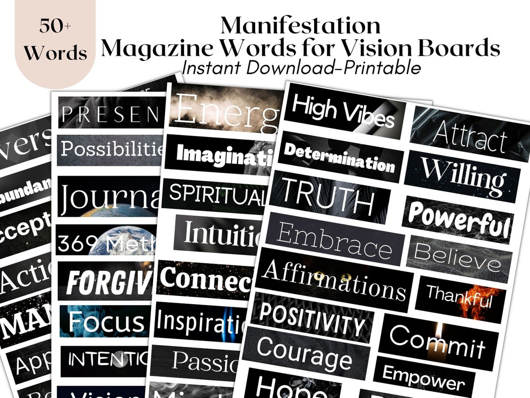 Vision Board Kit, Vision Board Printables, Printable Magazine Words ...