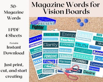 Vision Board Kit, Vision Board Printables, Printable Magazine Words ...