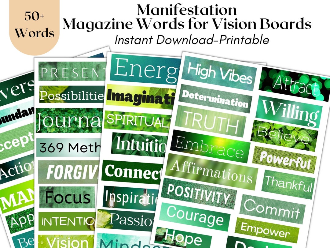 Vision Board Kit, Vision Board Printables, Printable Magazine Words ...