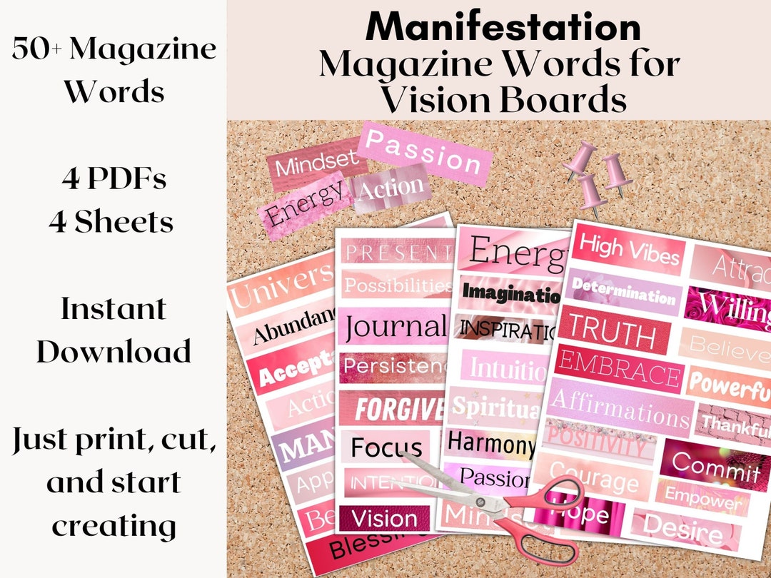 Vision Board Kit, Vision Board Printables, Printable Magazine Words ...