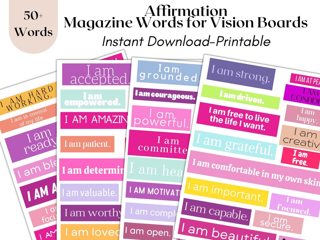 Vision Board Kit, Vision Board Printables, Printable Magazine Words ...
