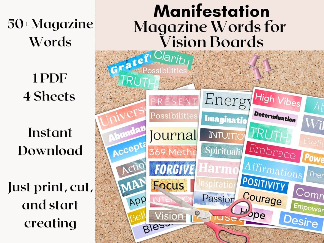 Buy Vision Board Kit, Vision Board Printables, Printable Magazine Words ...