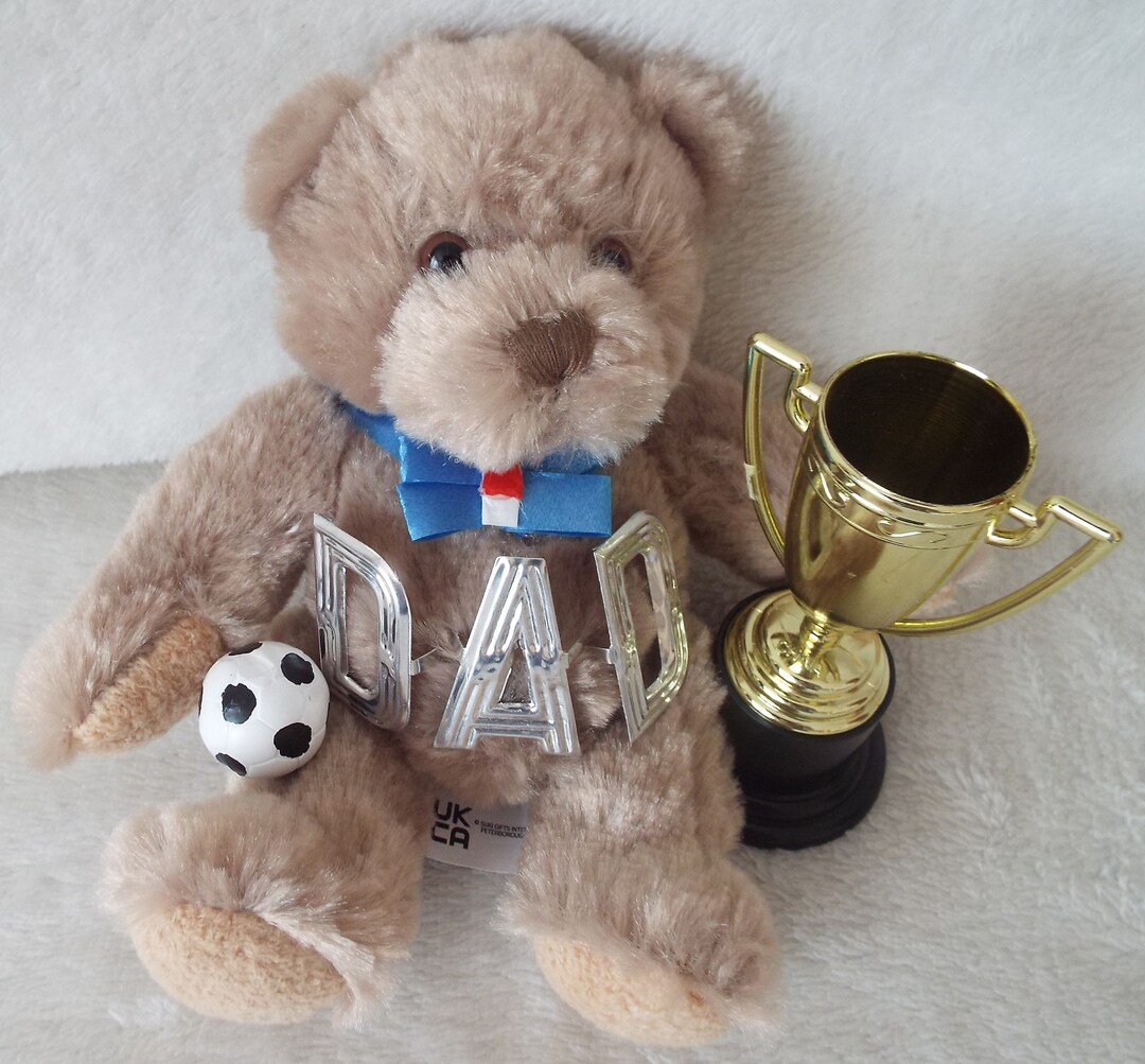 Personalized Teddy Bear Gift: "dad" or Custom Name, Trophy & Football ...