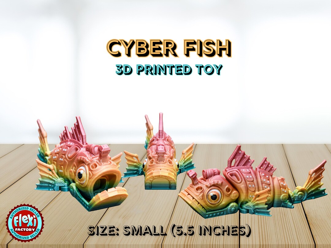 Small Cyber Fish 3d Printed Fidget Toy, Articulated Fish Sensory Gift ...