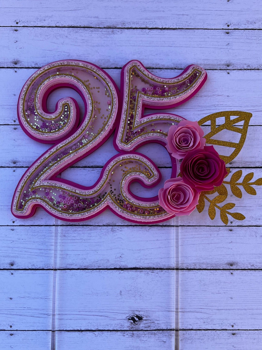 Custom Number Shaker Cake Topper: Floral Party Decor - Etsy