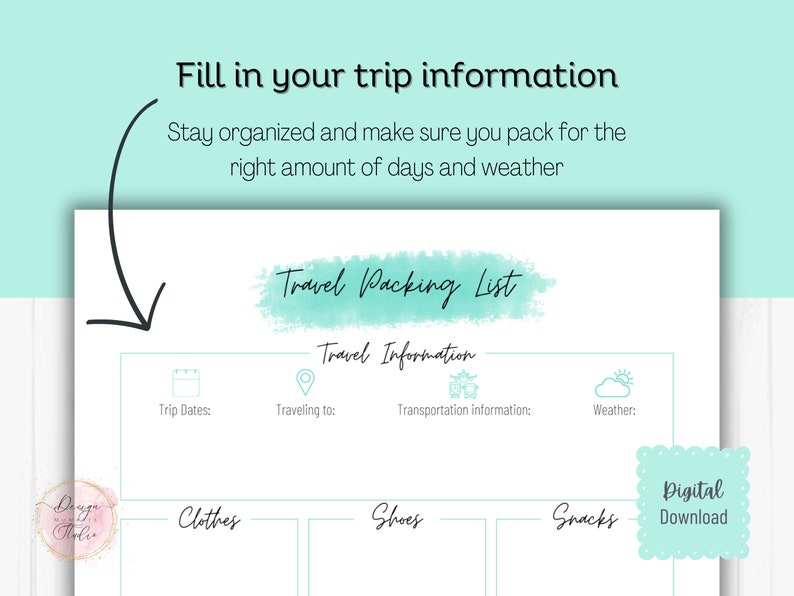 Packing Checklist for Travel Planner Family Packing List Kids Travel ...